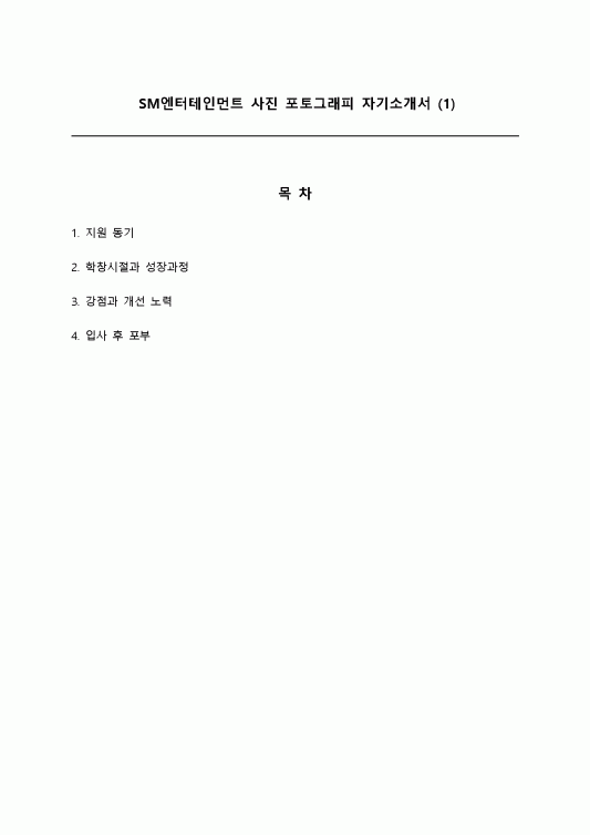 SM엔터테인먼트 사진 포토그래피 자기소개서 (1)