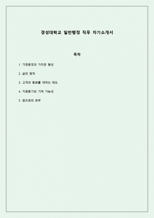 경성대학교 일반행정 직무 자기소개서