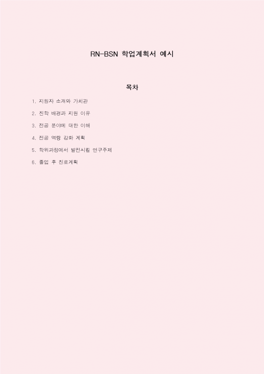 RN-BSN 학업계획서 예시
