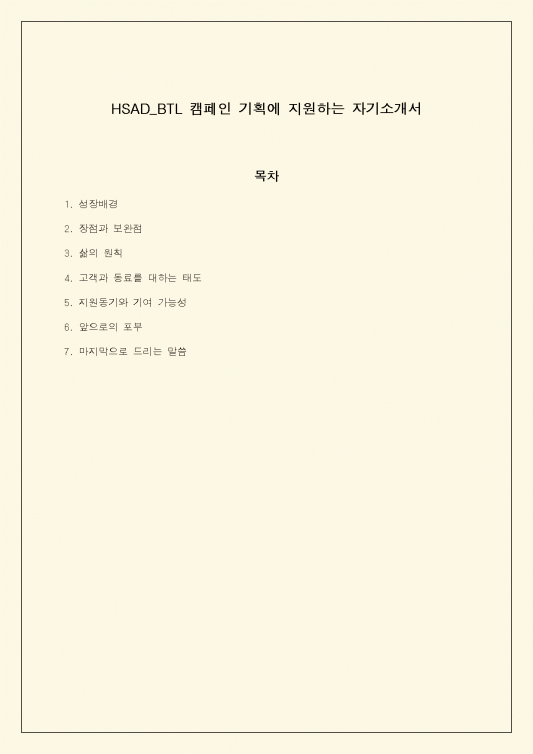 HSAD_BTL 캠페인 기획에 지원하는 자기소개서