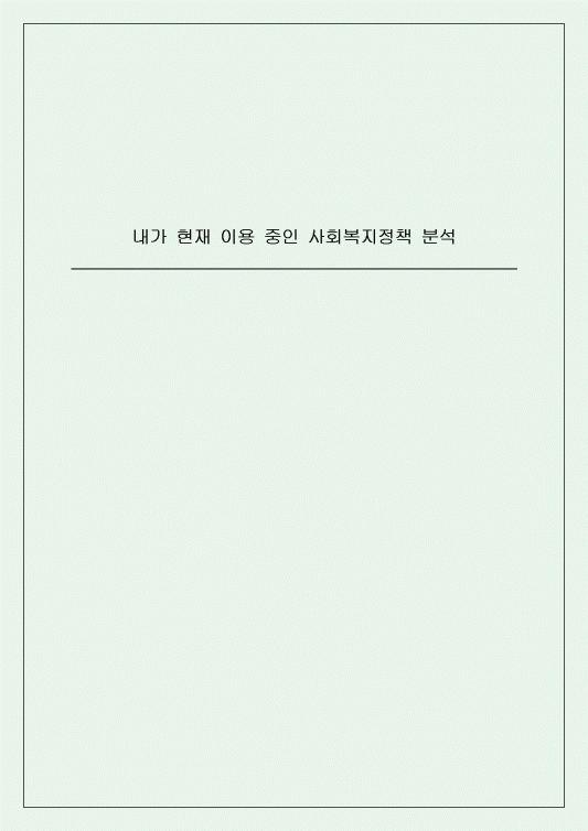 내가 현재 이용 중인 사회복지정책 분석