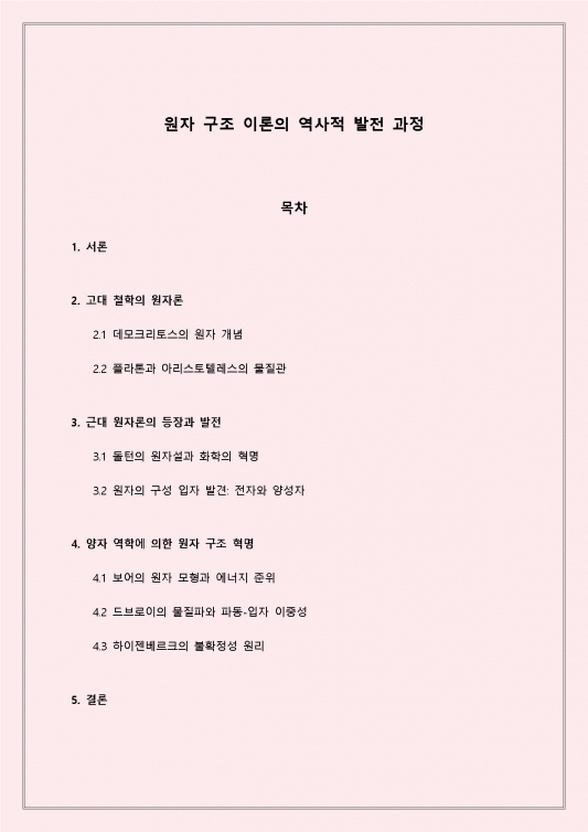 원자 구조 이론의 역사적 발전 과정