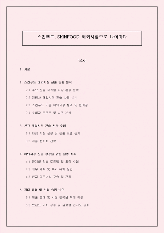 스킨푸드, SKINFOOD 해외시장으로 나아가다
