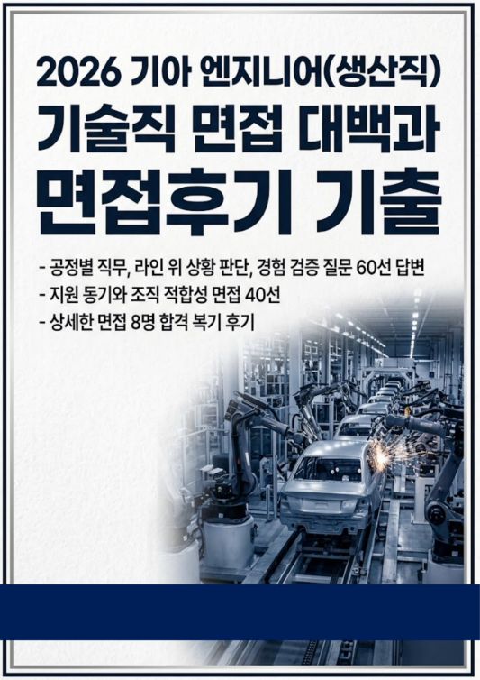 2026 기아 엔지니어 생산직 면접후기] 8명, 기출질문 공정별 직무, 상황 판단,경험검증+지원 동기 조직 적합성 100선