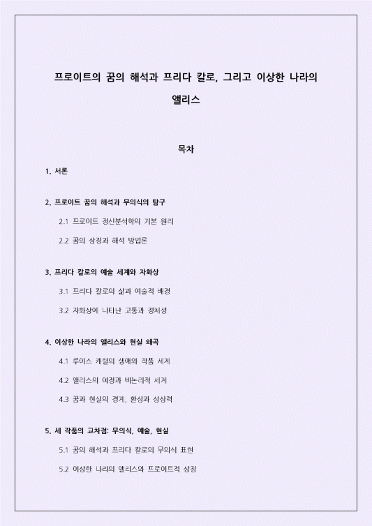프로이트의 꿈의 해석과 프리다 칼로, 그리고 이상한 나라의 앨리스