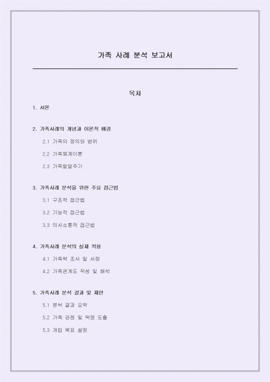 가족 사례 분석 보고서