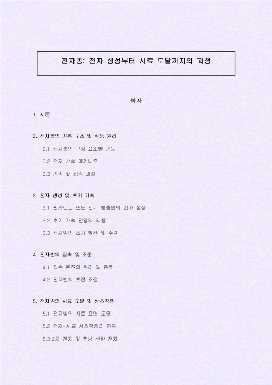 전자총: 전자 생성부터 시료 도달까지의 과정