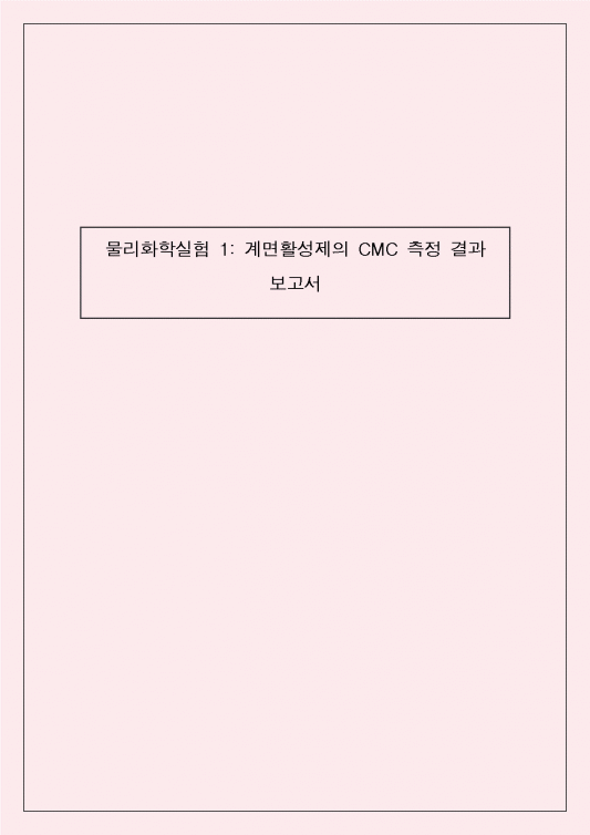 물리화학실험 1: 계면활성제의 CMC 측정 결과 보고서