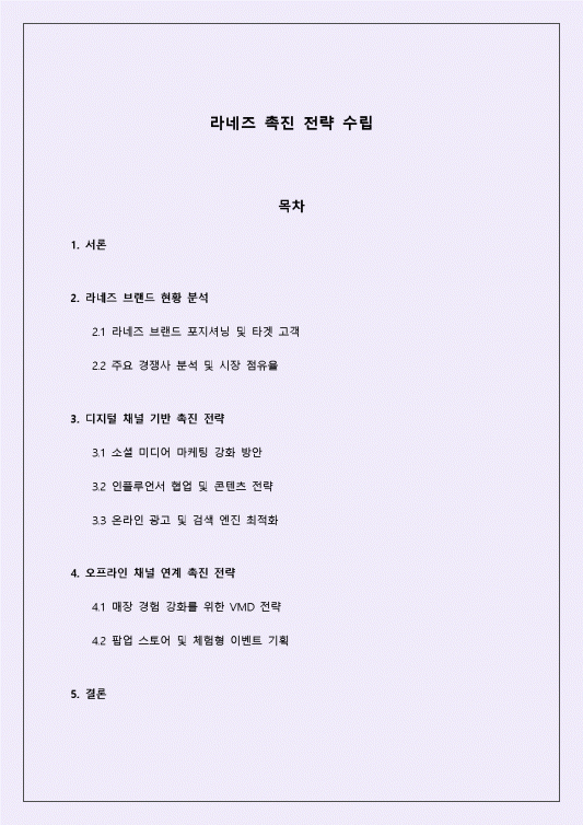 라네즈 촉진 전략 수립