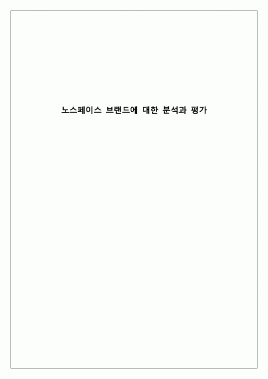 노스페이스 브랜드에 대한 분석과 평가