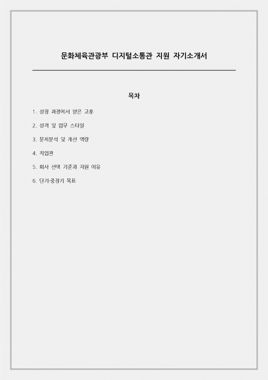 문화체육관광부 디지털소통관 지원 자기소개서