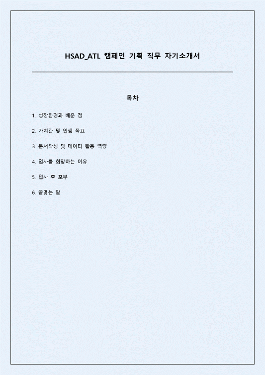 HSAD_ATL 캠페인 기획 직무 자기소개서
