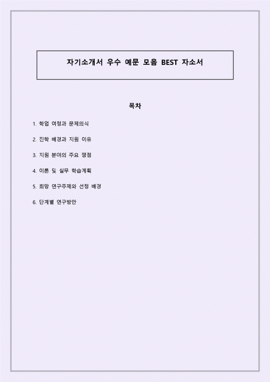 자기소개서 우수 예문 모음 BEST 자소서