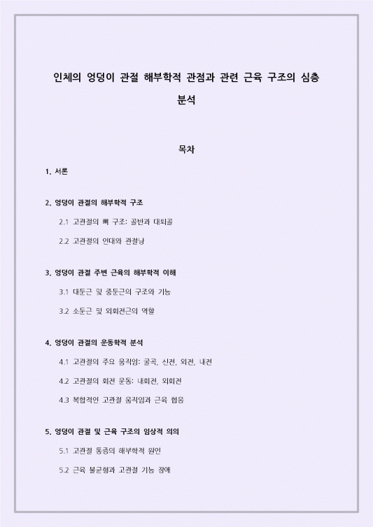 인체의 엉덩이 관절 해부학적 관점과 관련 근육 구조의 심층 분석