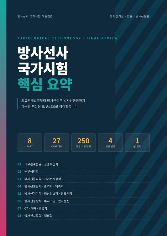 방사선사 국가고시 핵심 요약 [27챕터+의료관계법규+방사선이론+방사선응용]