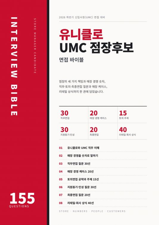 2026 유니클로 UMC 점장후보 면접후기 기출 (155문항)