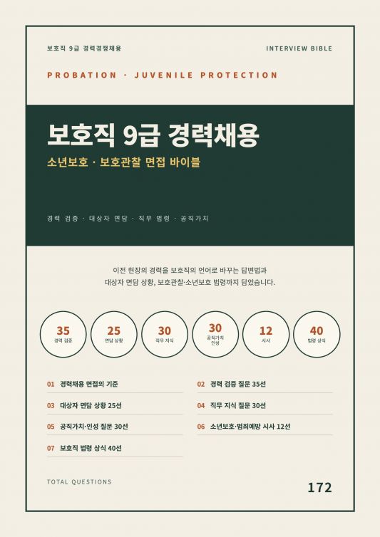 보호직 공무원 9급 경력채용 면접후기 기출 (172문항, 소년보호 보호관찰)