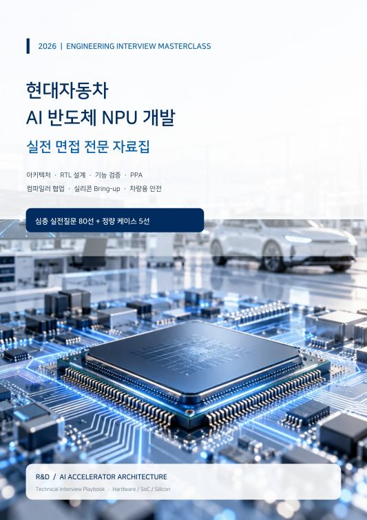 2026 현대자동차 AI 반도체 NPU 개발 면접 완벽대비 자료집] 면접절차 및 직무분석 심층질문 80선과 실전답변 설계계산 케이스 핵심 체크리스트