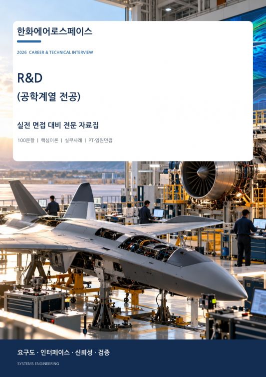 한화에어로스페이스 R&D (공학계열 전공) 면접] 2026 한화에어로스페이스 알앤디 공학계열 면접 완벽 대비 (실전 면접 문항 100문항과 모범답변)
