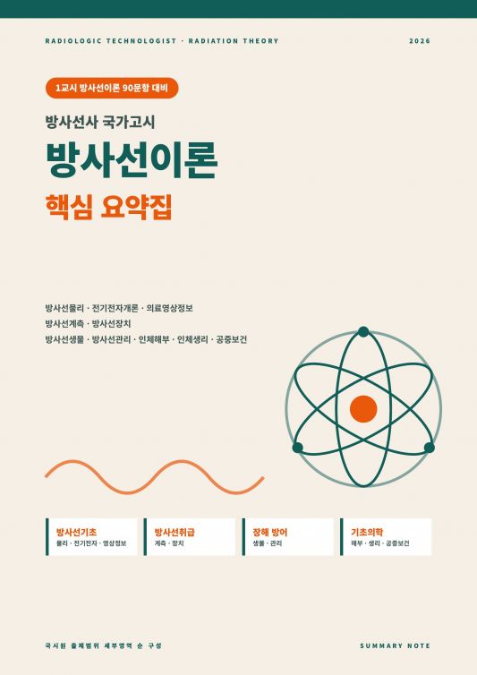 방사선사 국가고시 방사선이론 핵심 요약 57쪽 (방사선물리+계측+장치+방사선관리+기초의학)
