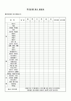 (학교급식)주일별청소점검표