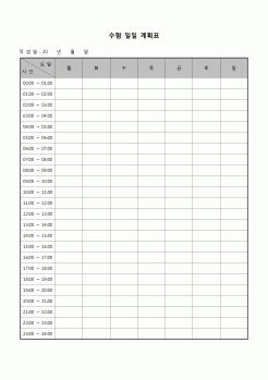 (학생) 일일계획표(수험)