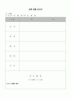 (종교)  교회상황보고서(서술형)