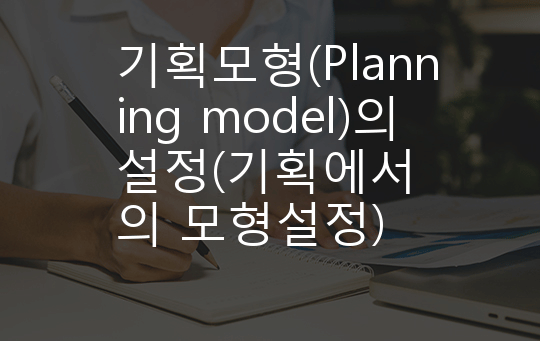 기획모형(Planning model)의 설정(기획에서의 모형설정)